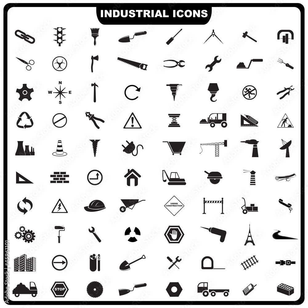 vector illustration of complete set of industrial icon Stock Vector ...
