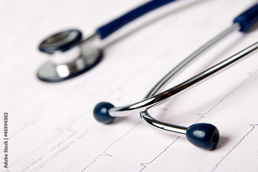 Stethoscope on ECG chart (electrocardiogram) Stock Photo | Adobe Stock