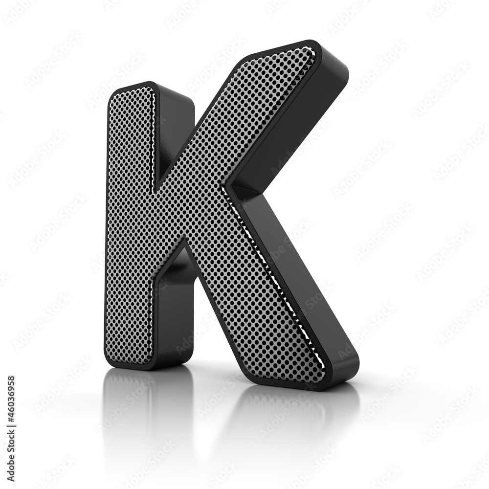 Letter K as a perforated metal object over white Stock Illustration ...