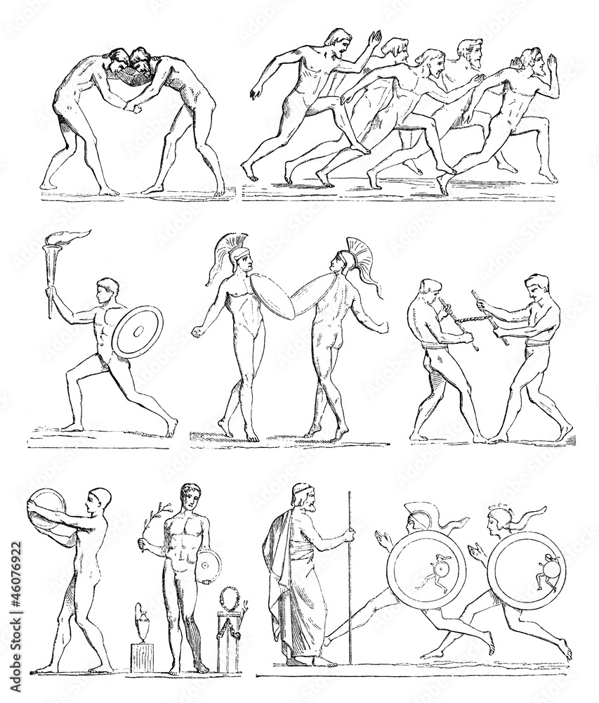 Greek Athletes - Olympic Games - Antiquity Illustration Stock | Adobe Stock