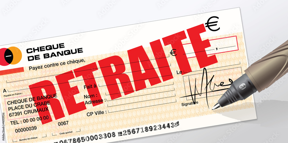 chèque de pension de retraite, de retraite Stock Illustration | Adobe Stock