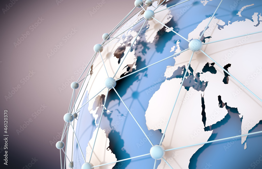 concepto de internet y trabajo en red con mapa del mundo ilustração do ...