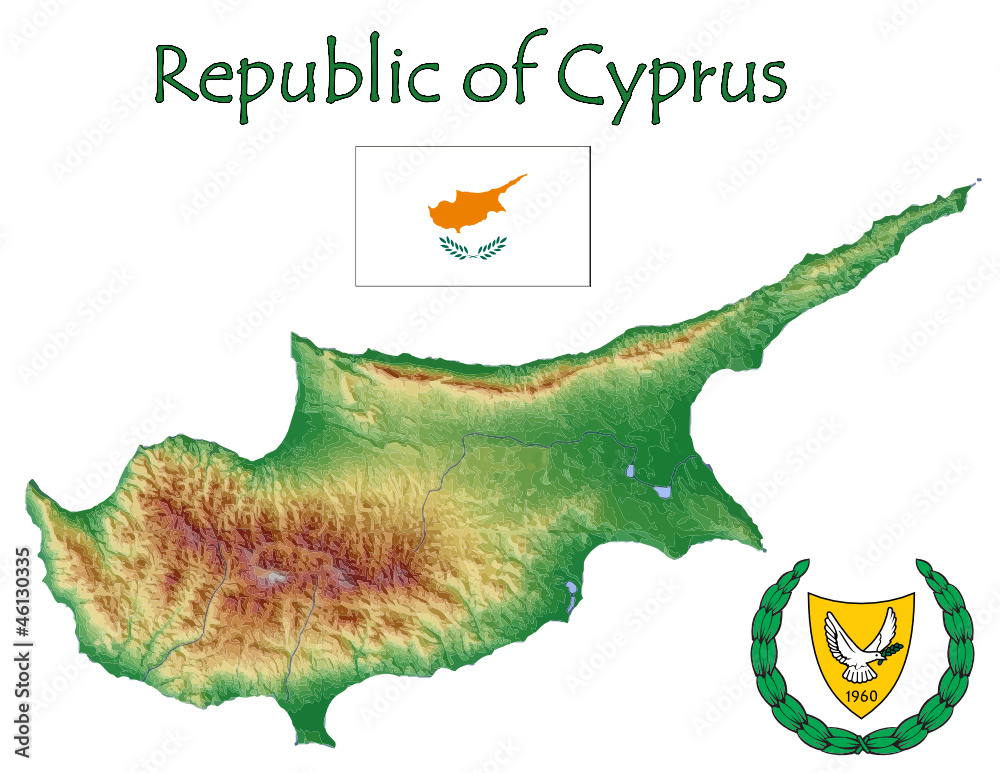 Cyprus national emblem map symbol motto Stock Vector | Adobe Stock