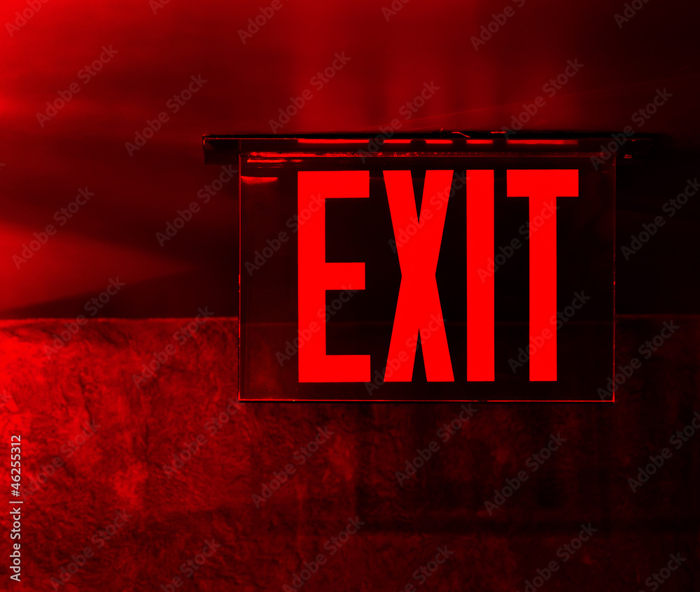 Red exit sign Stock Photo | Adobe Stock