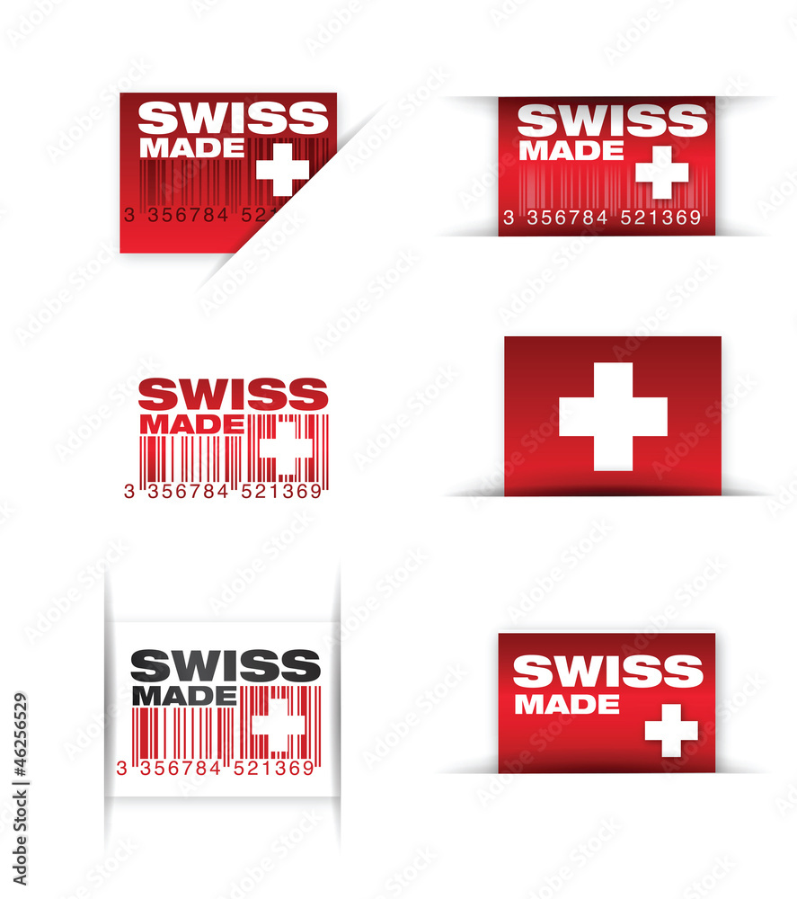 Vetor de étiquette code barre "SWISS made" - made in switzerland do ...