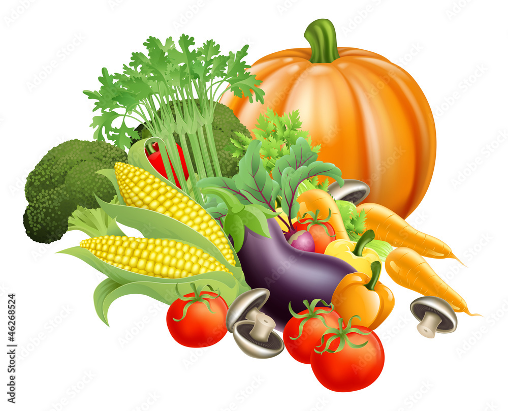 Fresh Fruits And Vegetables Clipart