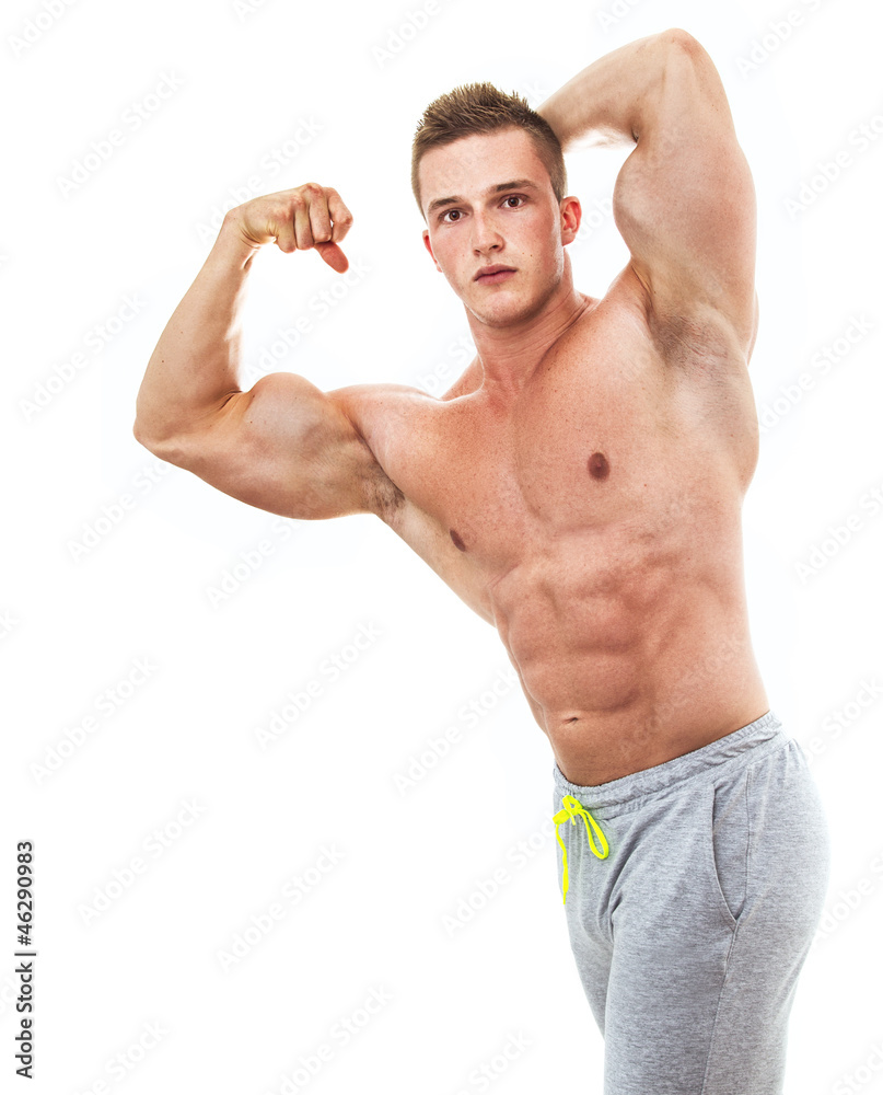 Muscular male torso of bodybuilder, studio shot Stock Photo | Adobe Stock