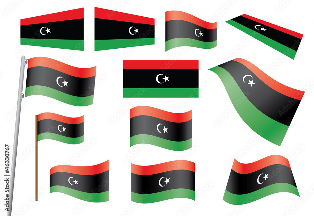 set of flags of Libya vector illustration Stock Vector | Adobe Stock