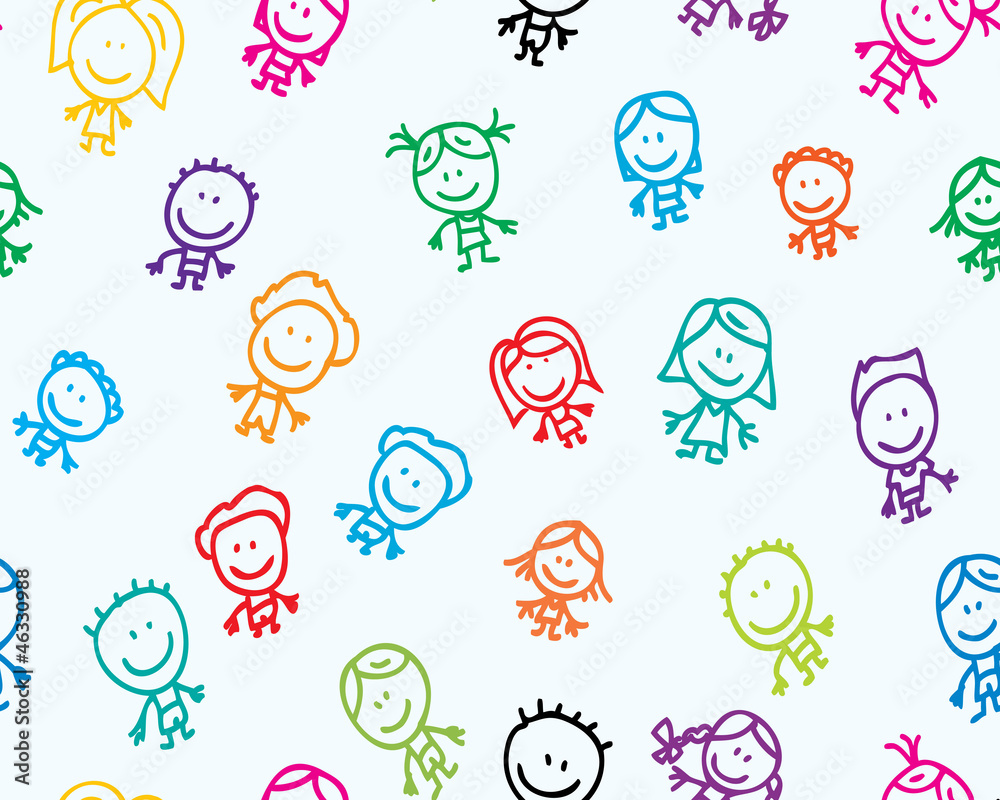 Seamless background of happy kids on school paper Stock 벡터 | Adobe Stock