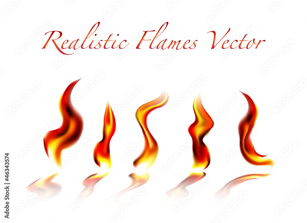 Realistic Flames Vector on white background Stock Vector | Adobe Stock