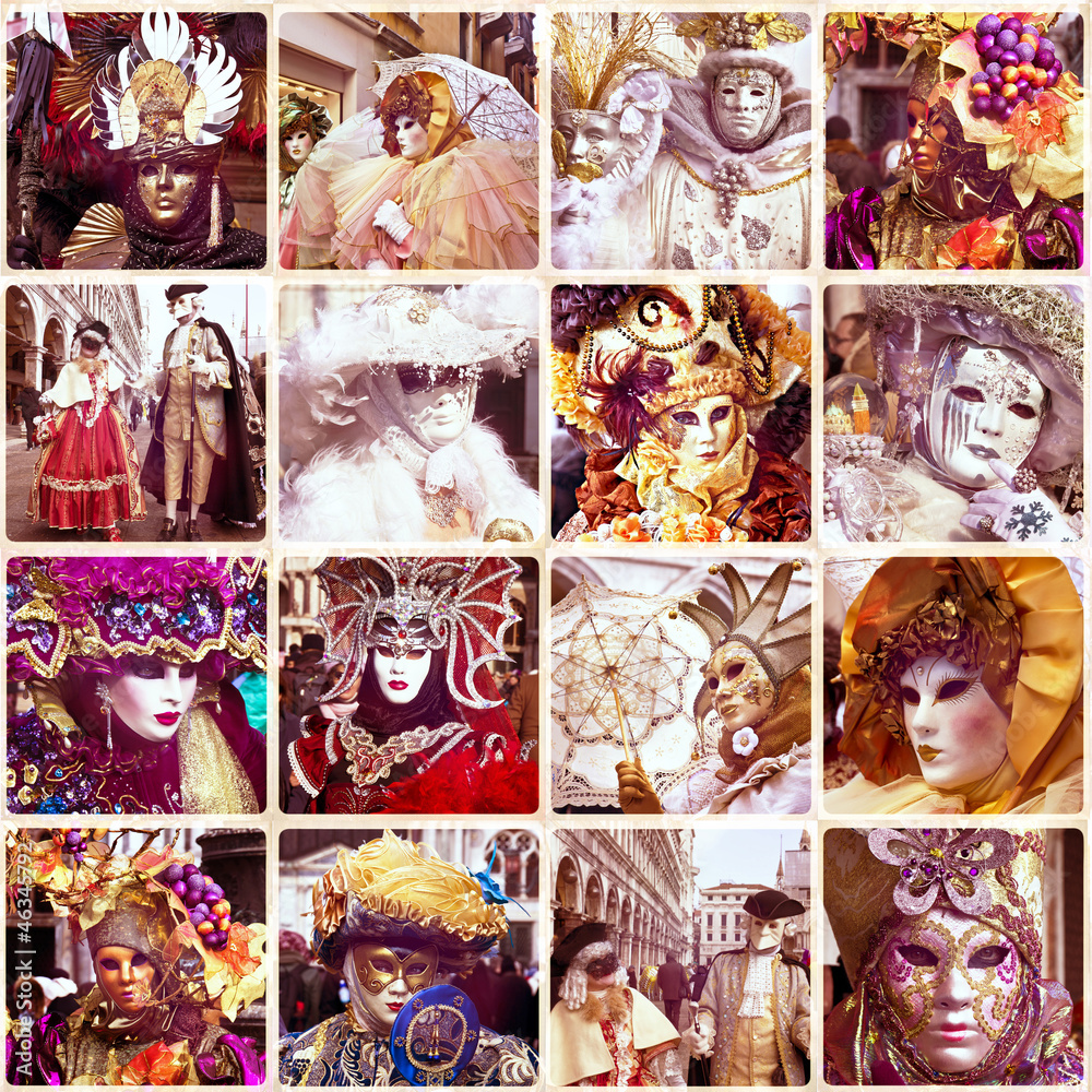 Collage - Masks - Carnival of Venice Stock Photo | Adobe Stock