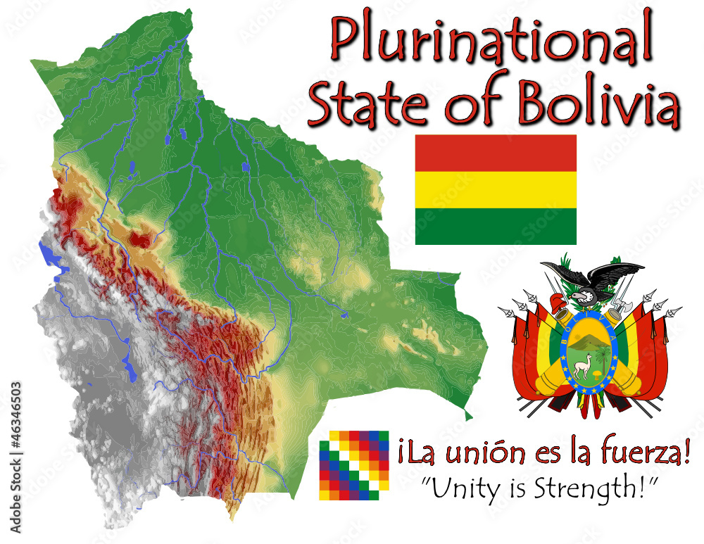 Bolivia America national emblem map symbol motto Stock Vector | Adobe Stock