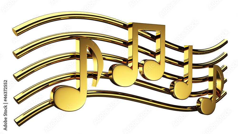 3D golden music notes Stock Illustration | Adobe Stock