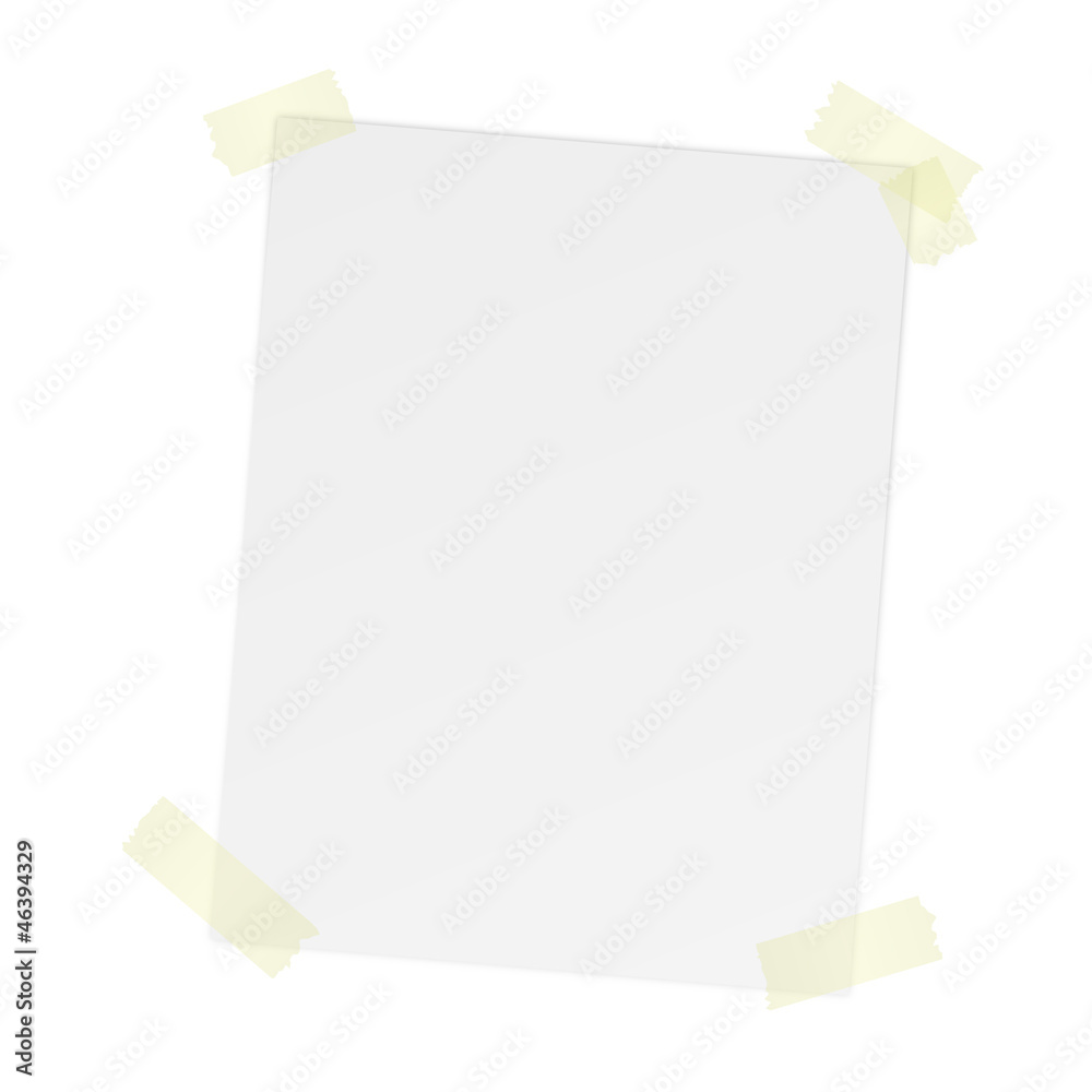 weißer leerer Zettel mit Klebestreifen Stock Vector | Adobe Stock
