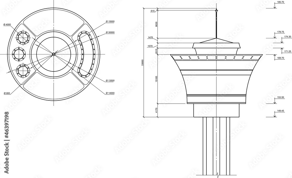 Air Traffic Control Tower Drawing