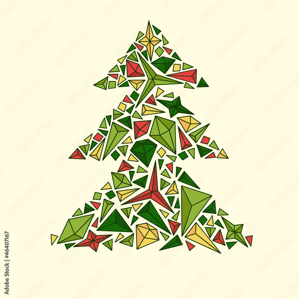 Christmas card with abstract bright xmas tree #2 Stock Vector | Adobe Stock