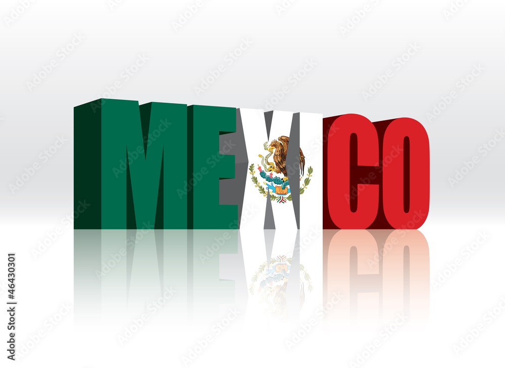 3D Vector Mexico Word Text Flag Stock Vector | Adobe Stock