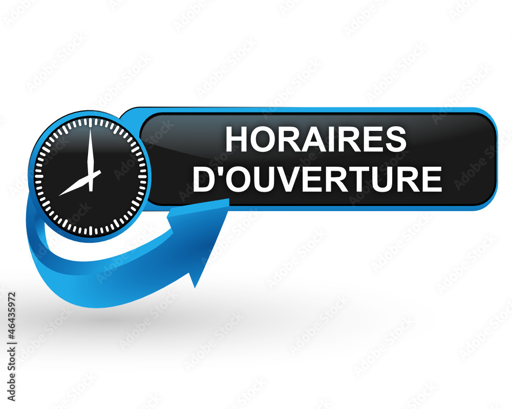 Vecteur Stock horaires d'ouverture sur bouton web design bleu | Adobe Stock