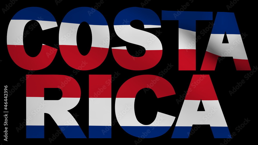Costa Rica text with fluttering flag animation Stock Video | Adobe Stock