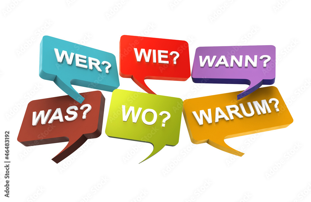 Wer wie was wann wo warum? Stock-Illustration | Adobe Stock