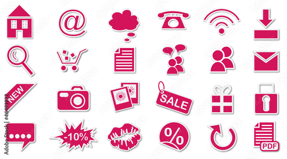 Icons pink Vektor Set Stock Vector | Adobe Stock
