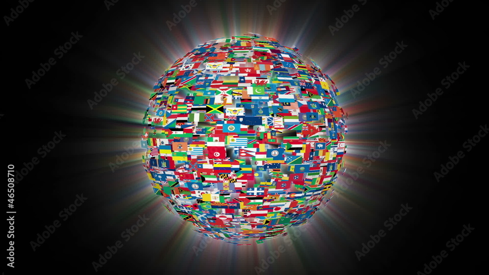 Flags of the World Sphere Rotating, Loop, Shine Stock Video | Adobe Stock