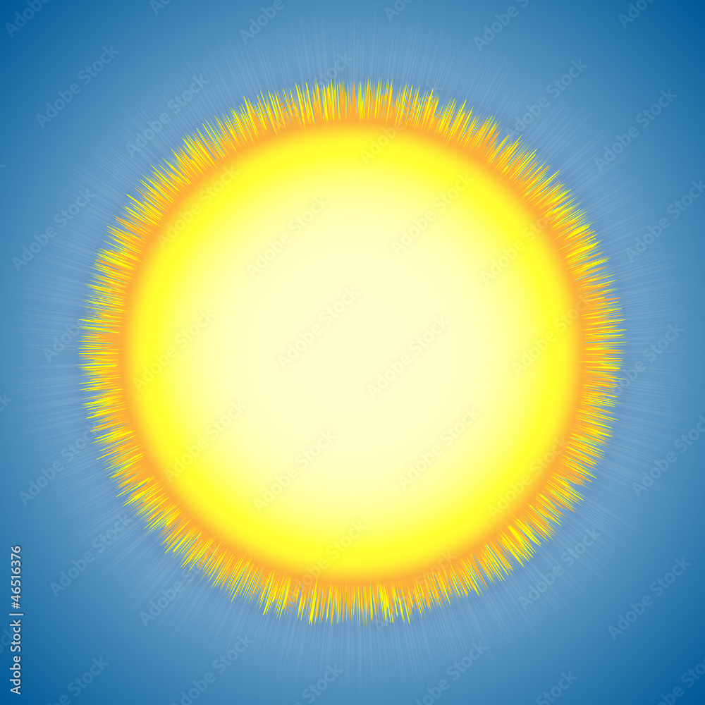 Big yellow sun with short rays Stock Vector | Adobe Stock