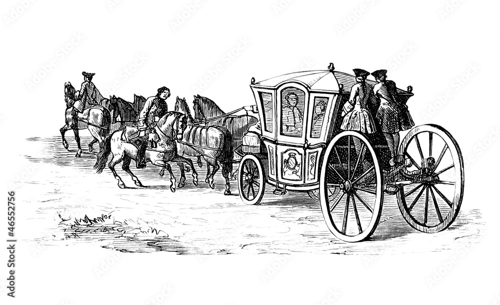 Photo & Art Print Ancient horse-drawn Coach - end 18th century, Erica ...