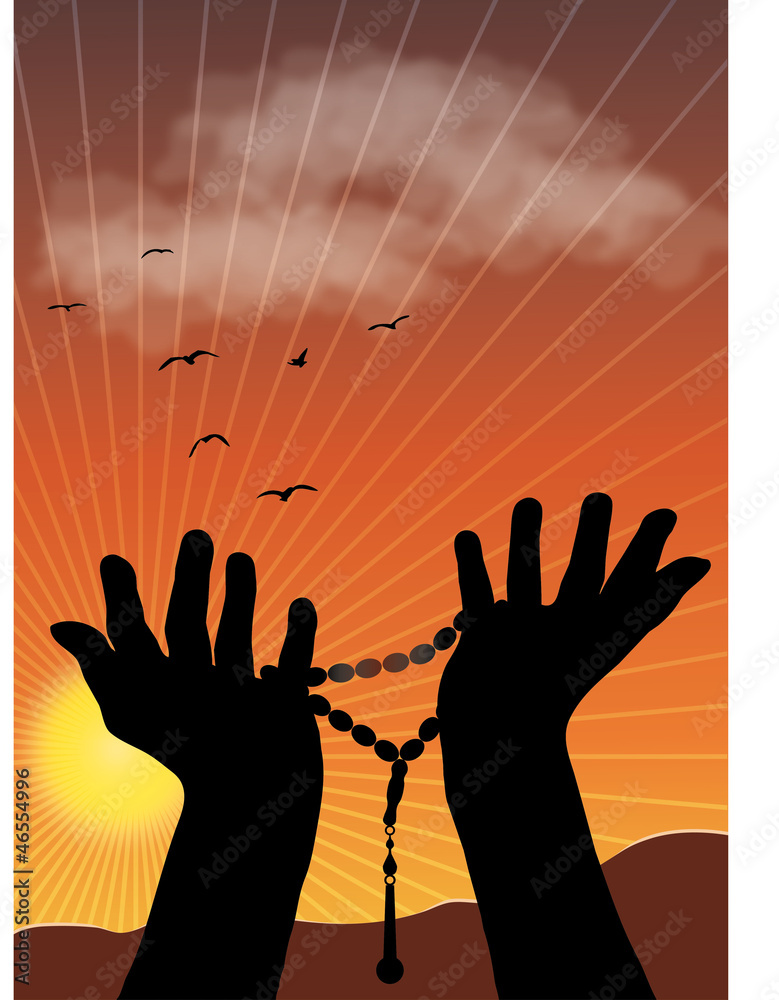 Silhouette illustration of praying hands Stock Vector | Adobe Stock