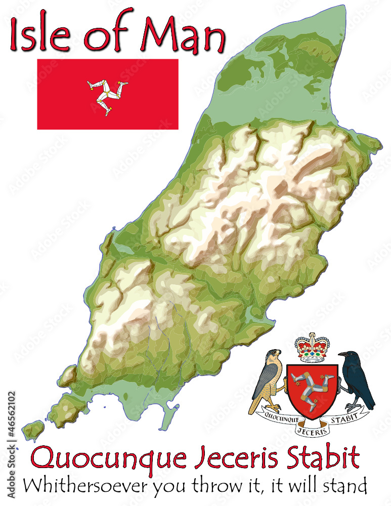 Isle of Man Europe national emblem map symbol motto Stock Vector ...