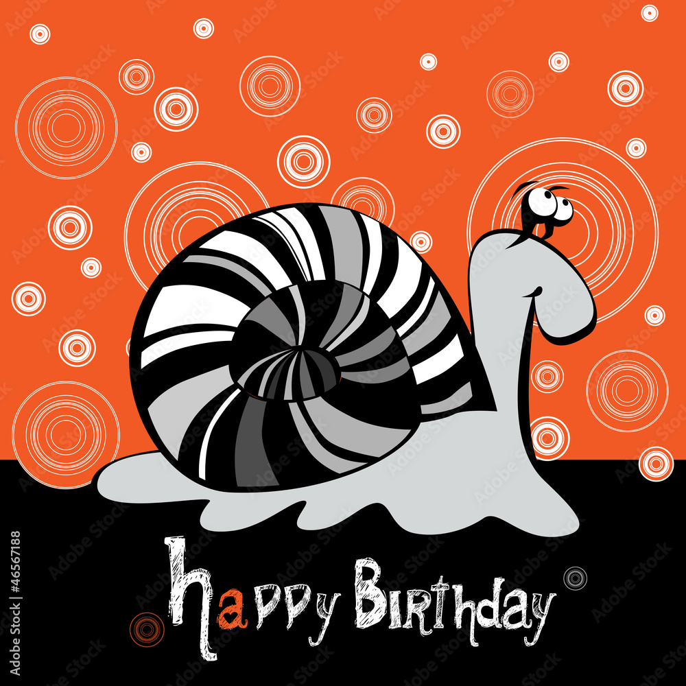 Happy Birthday snail smiling Stock Vector | Adobe Stock