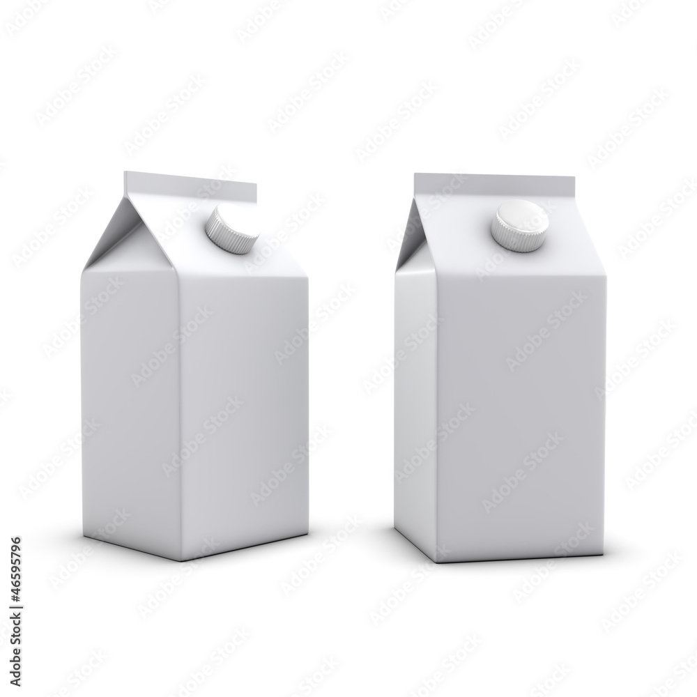 3d Two short milk cartons with lids Stock Illustration | Adobe Stock