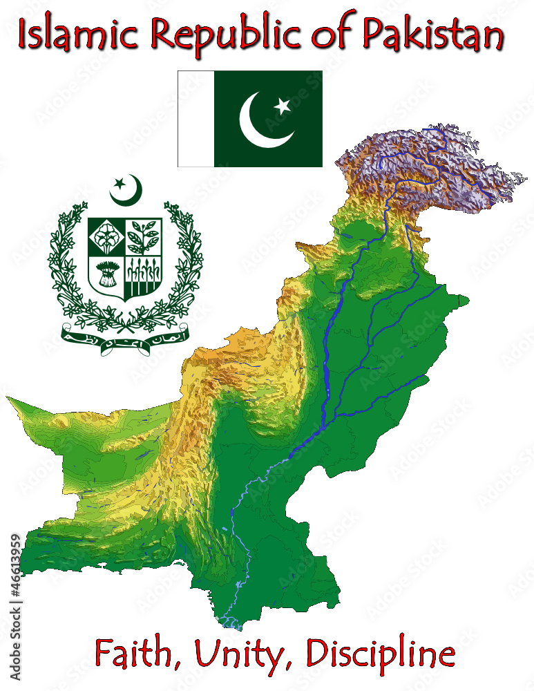 Pakistan asia national emblem map symbol motto Stock Vector | Adobe Stock