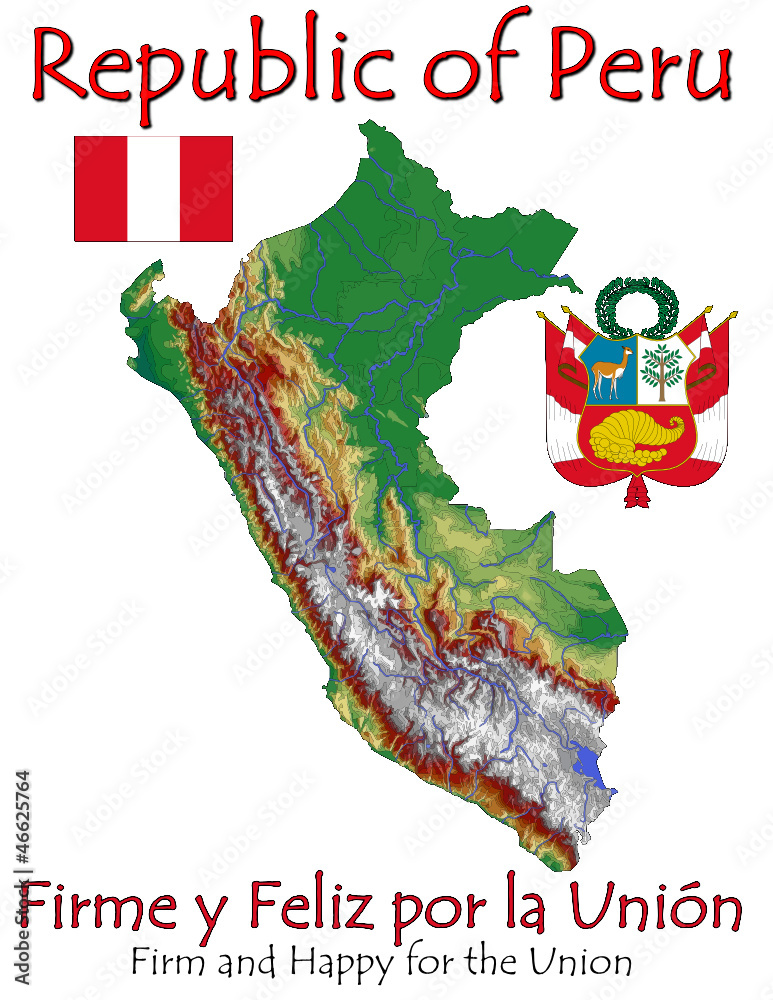 Vetor de Peru South America national emblem map symbol motto do Stock ...