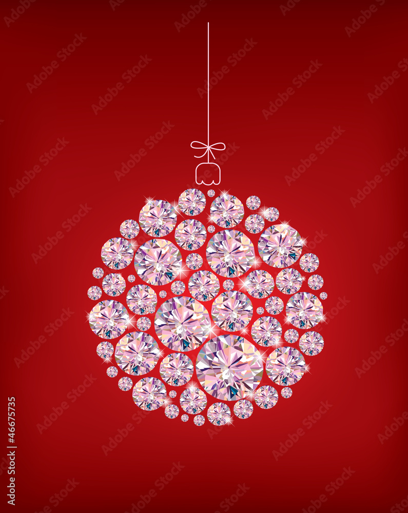 Diamond Christmas ball on red background Stock Vector | Adobe Stock
