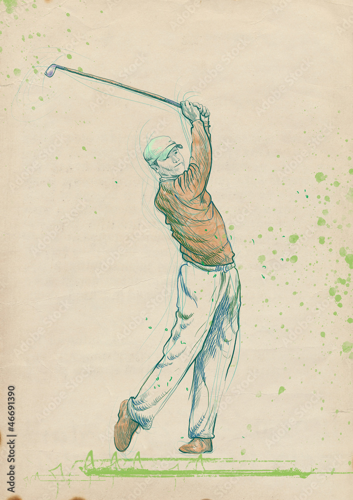 golf player (original full sized drawing) Stock Illustration | Adobe Stock