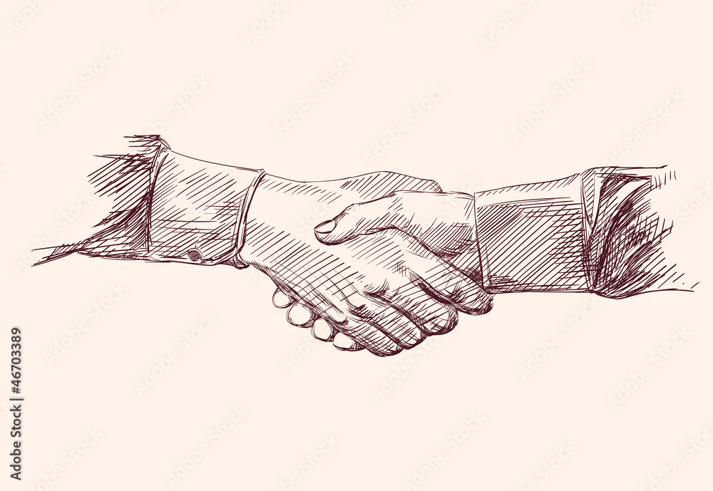 Handshake - hand drawn vector illustration isolated Stock Vector ...