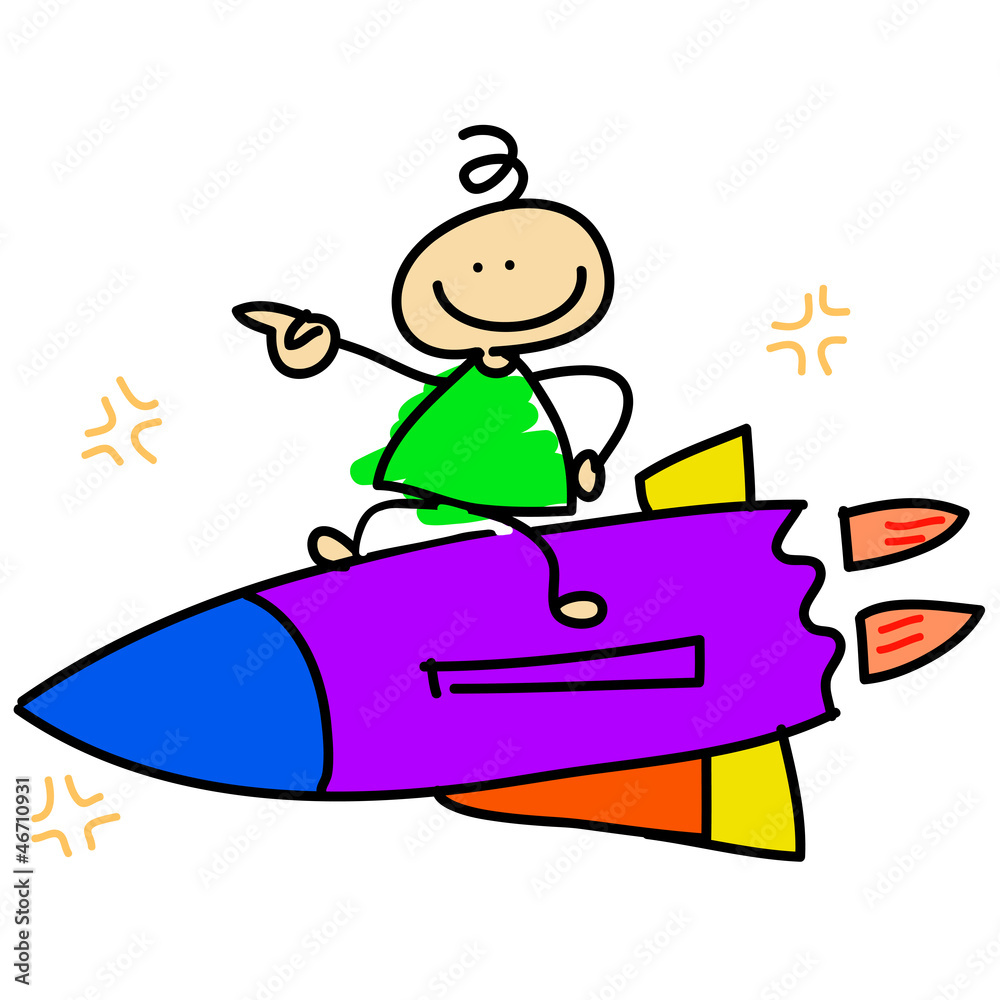 cartoon dreamboy riding rocket Stock Vector | Adobe Stock
