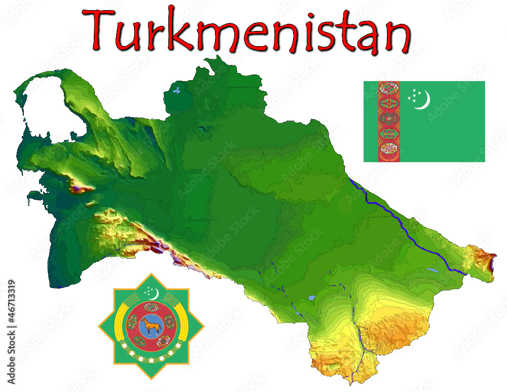 Turkmenistan Asia national emblem map symbol motto Stock Vector | Adobe ...