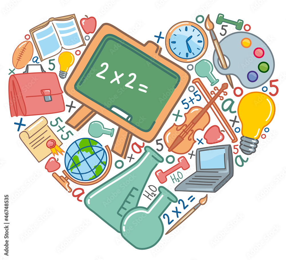 School symbols in the form of heart Stock Vector | Adobe Stock