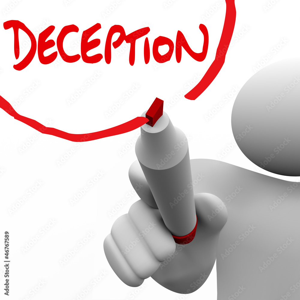 Deception Man Writing Word Lying Dishonesty Insincerity Illustration ...