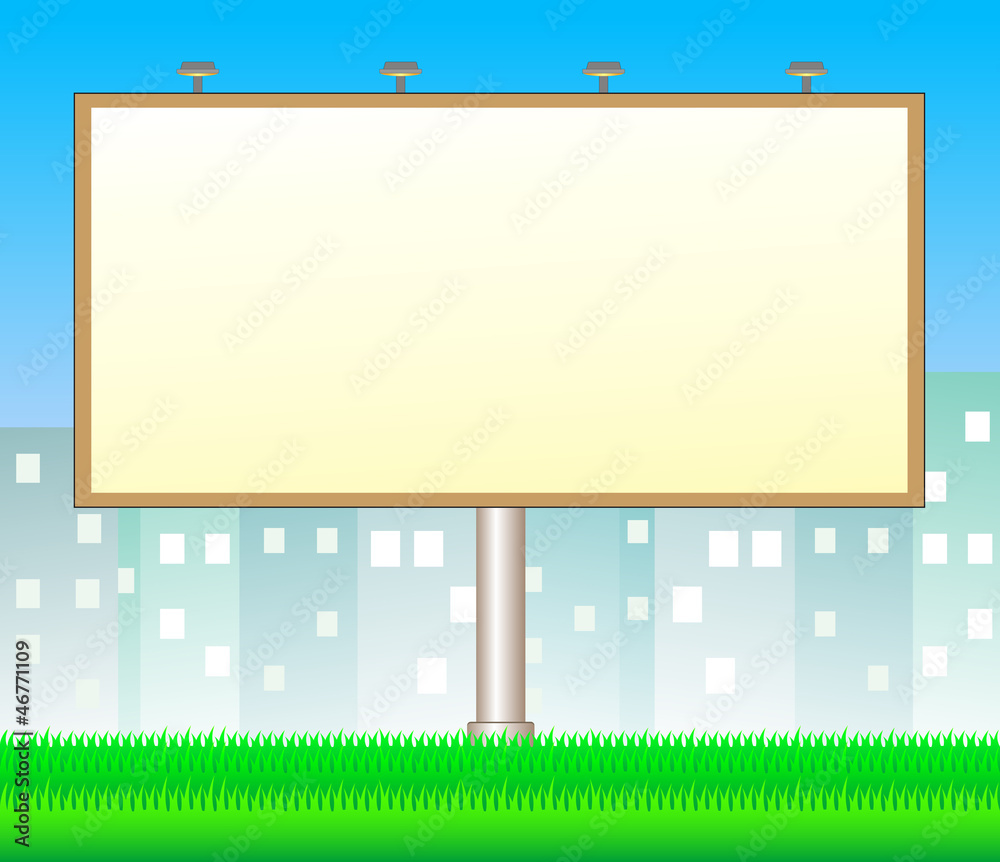 cartoon billboard on city background with space for text Stock Vector ...