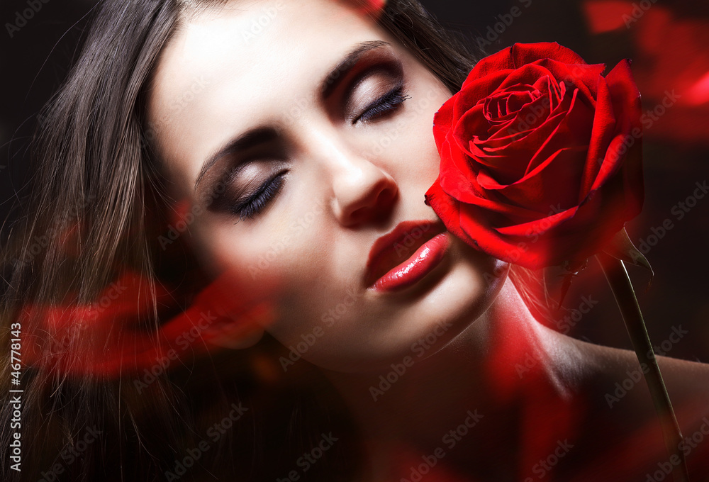 woman with rose Stock Photo | Adobe Stock