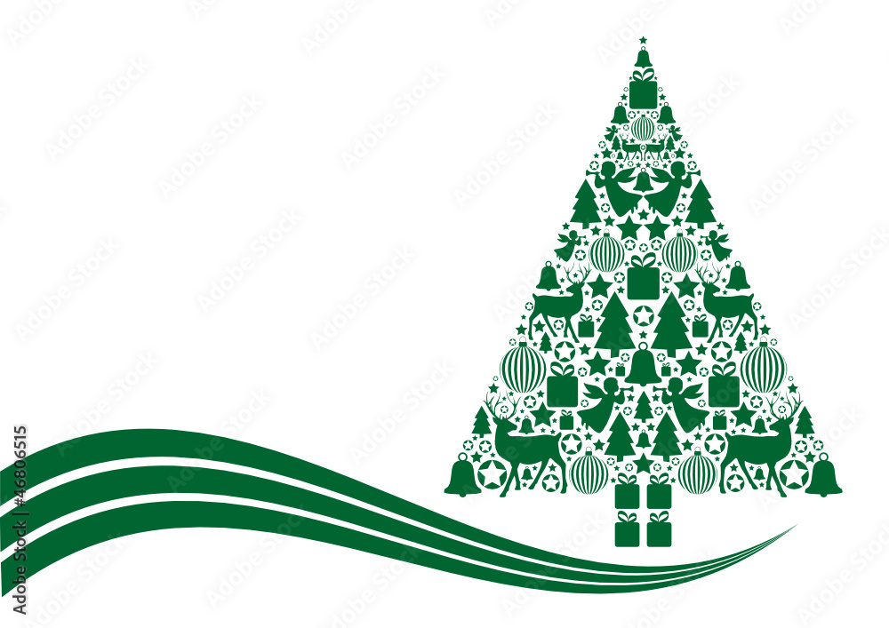 Grüner Tannenbaum aus weihnachtlichen Symbolen Stock 벡터 | Adobe Stock