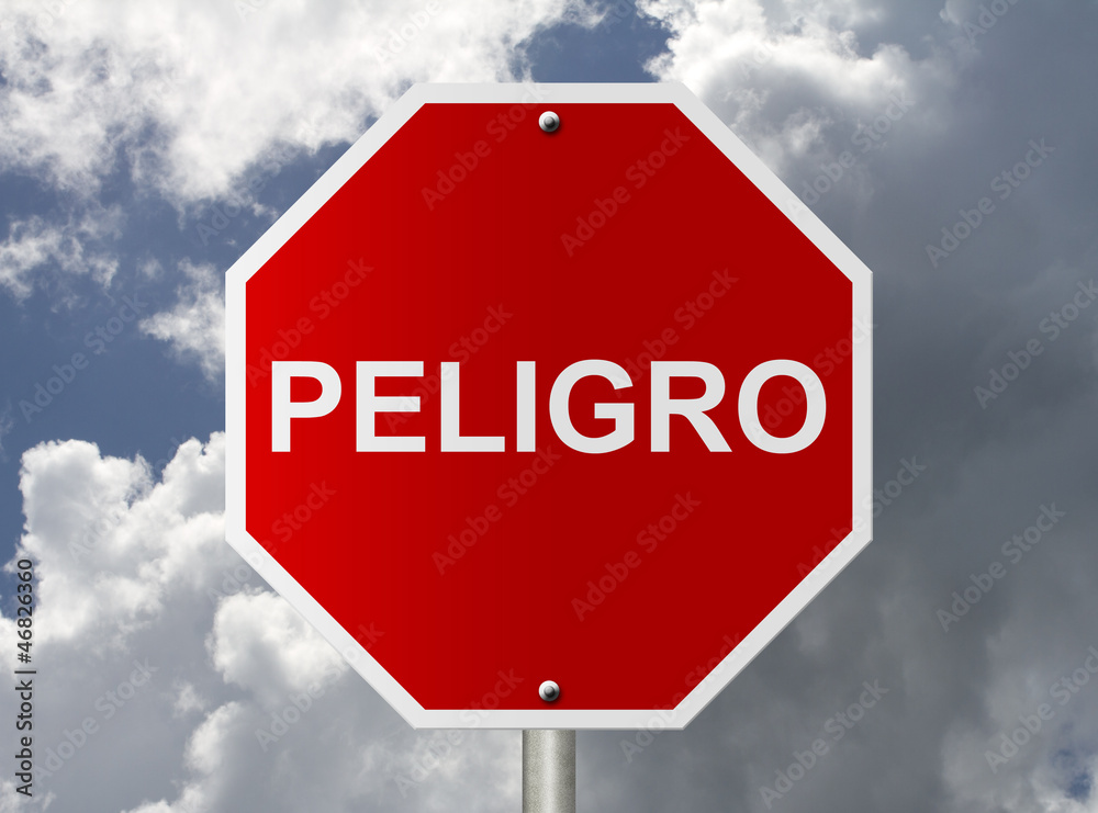 Stop Sign with word Peligro Stock Illustration | Adobe Stock