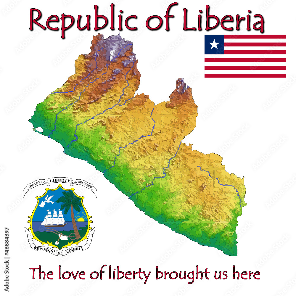 Liberia Africa national emblem map symbol motto Stock Vector | Adobe Stock