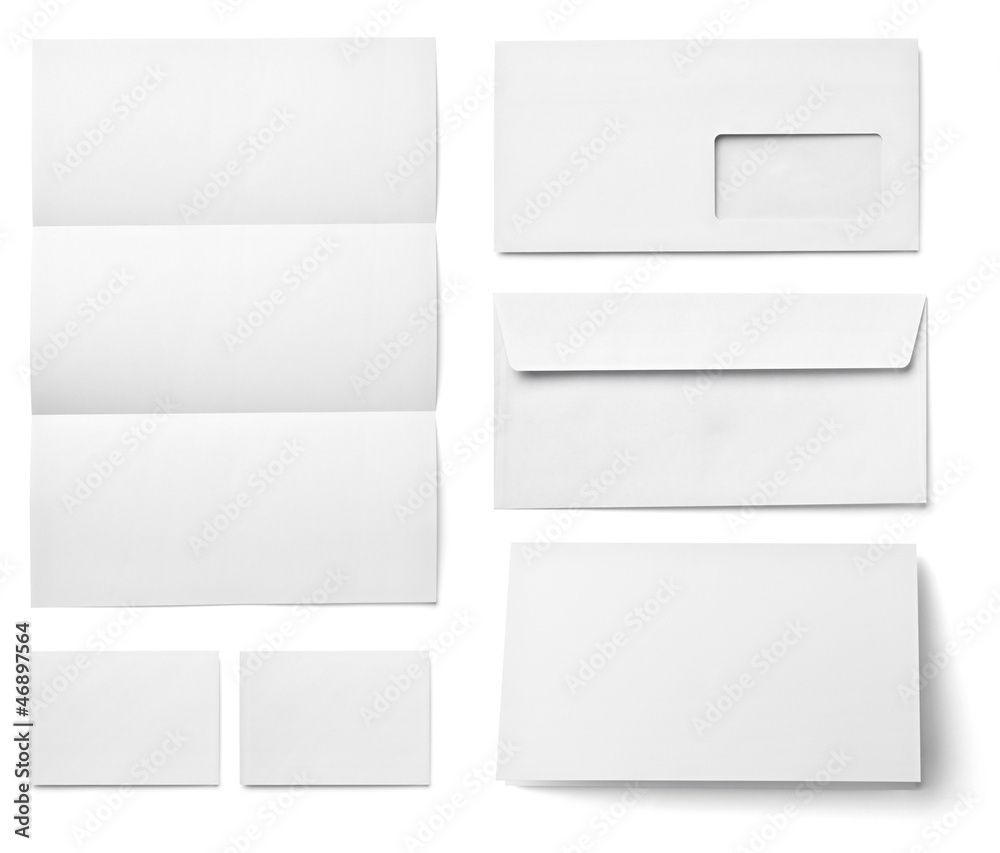 leaflet letter business card white blank paper template Stock Photo ...