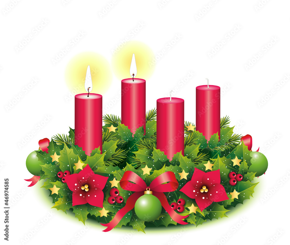 Zweiter Advent / Adventskranz freigestellt Stock-Vektorgrafik | Adobe Stock