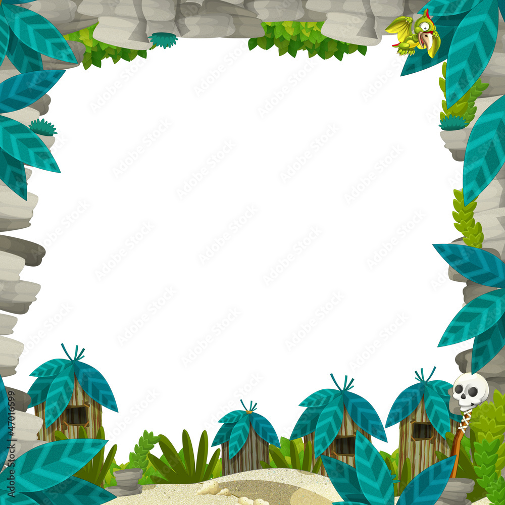 The stone age border - illustration for the children Stock Illustration ...