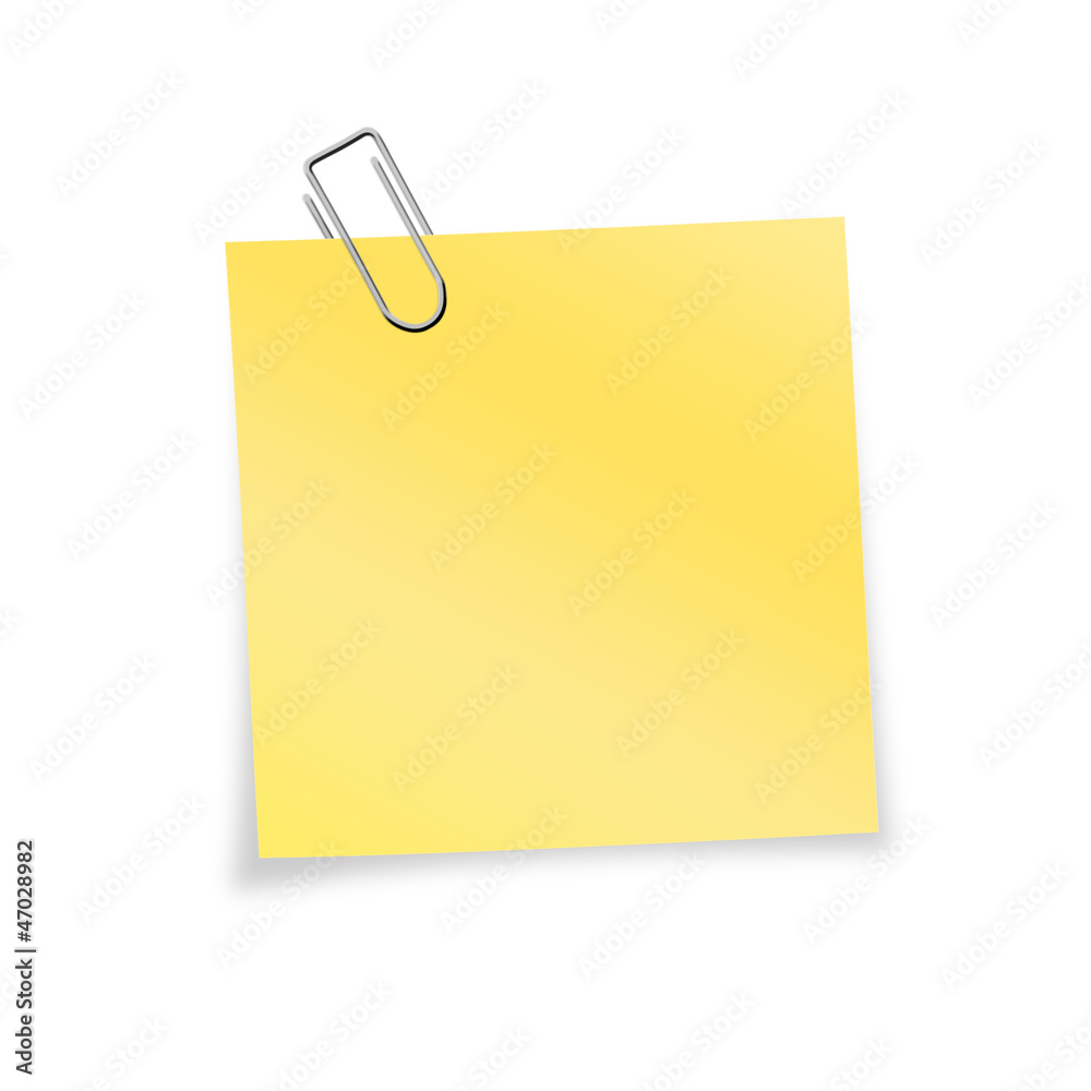 Gelber Notizzettel mit Büroklammer zum selber beschriften Stock ...